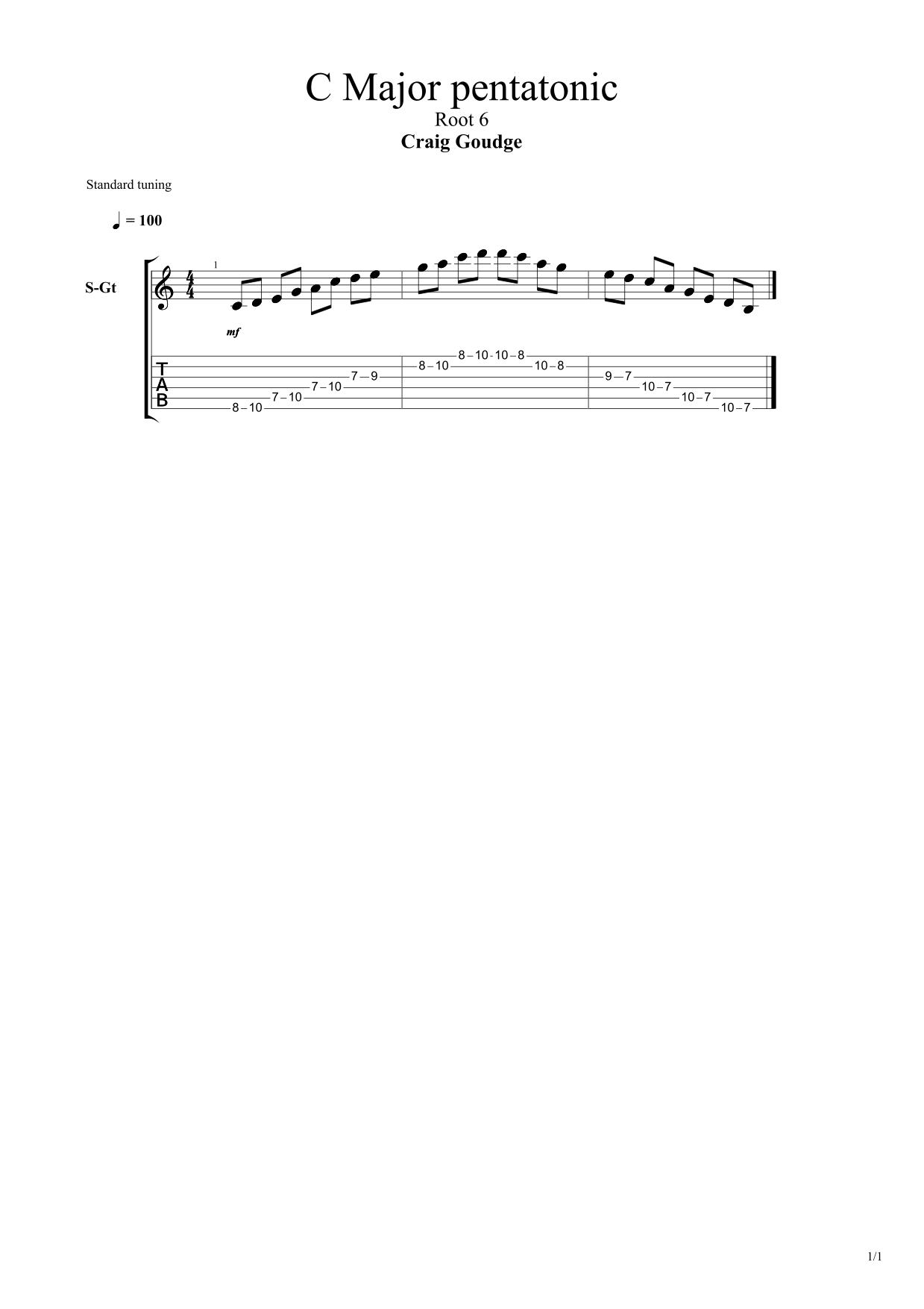 5. C Major Pentatonic Root 5 | Guitar Excellence