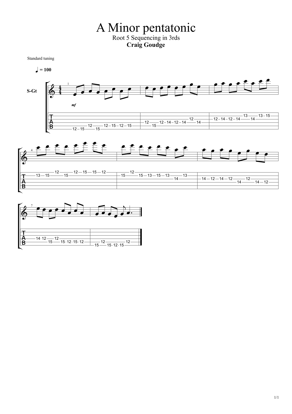 8. A Minor Pentatonic Root 5 Sequence 1 | Guitar Excellence
